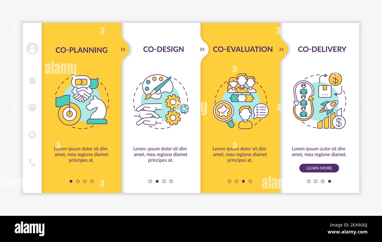 Collaborative production elements onboarding vector template Stock ...
