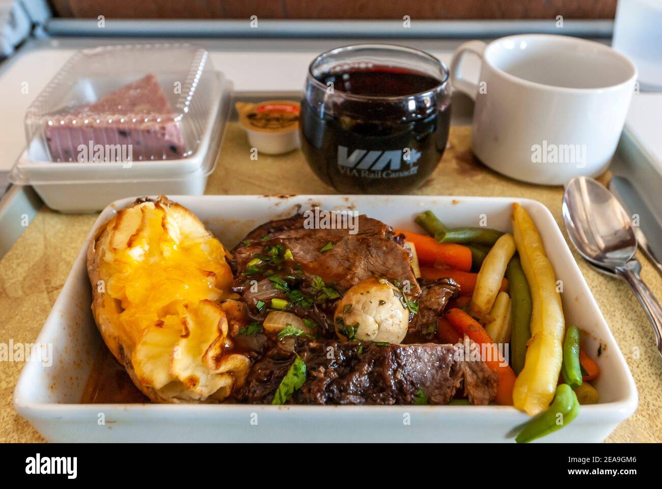 Via Rail lunch between Montreal and Quebec City, Quebec, Canada Stock ...