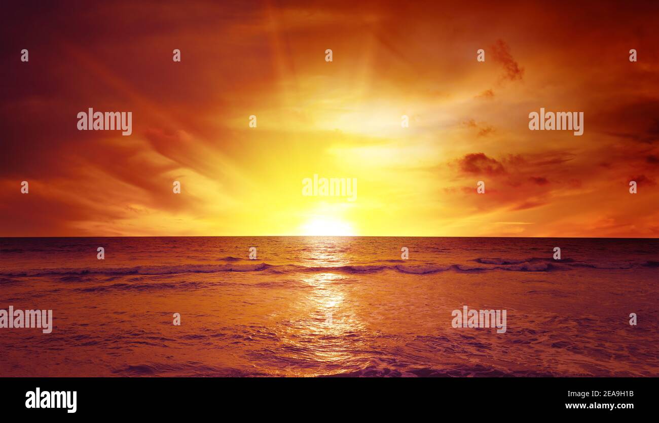 Yellow ocean sunset panorama hi-res stock photography and images - Alamy