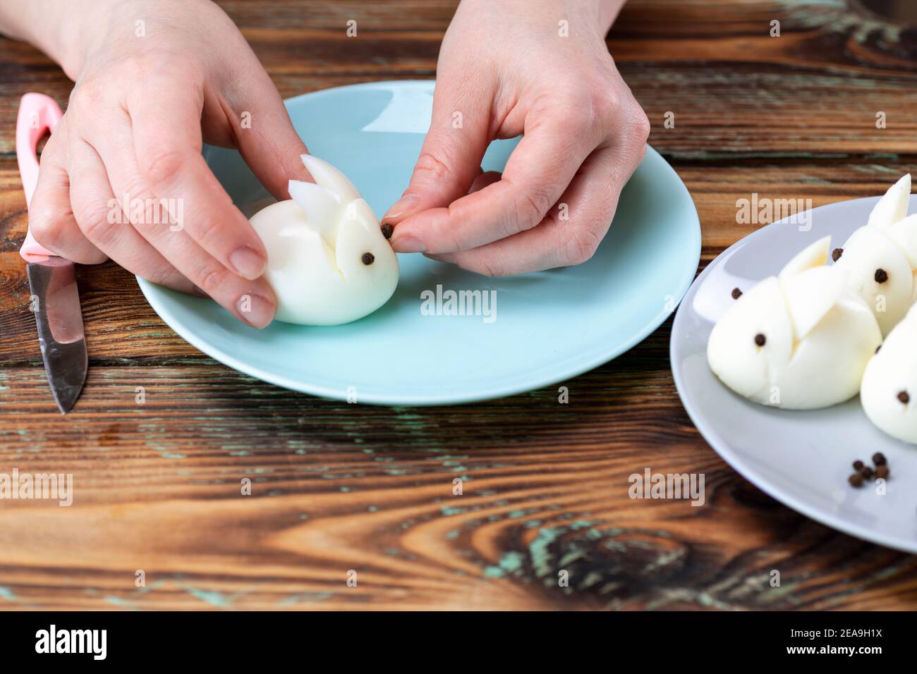 DIY instruction. Step by step guide. Making a funny rabbit from boiled ...
