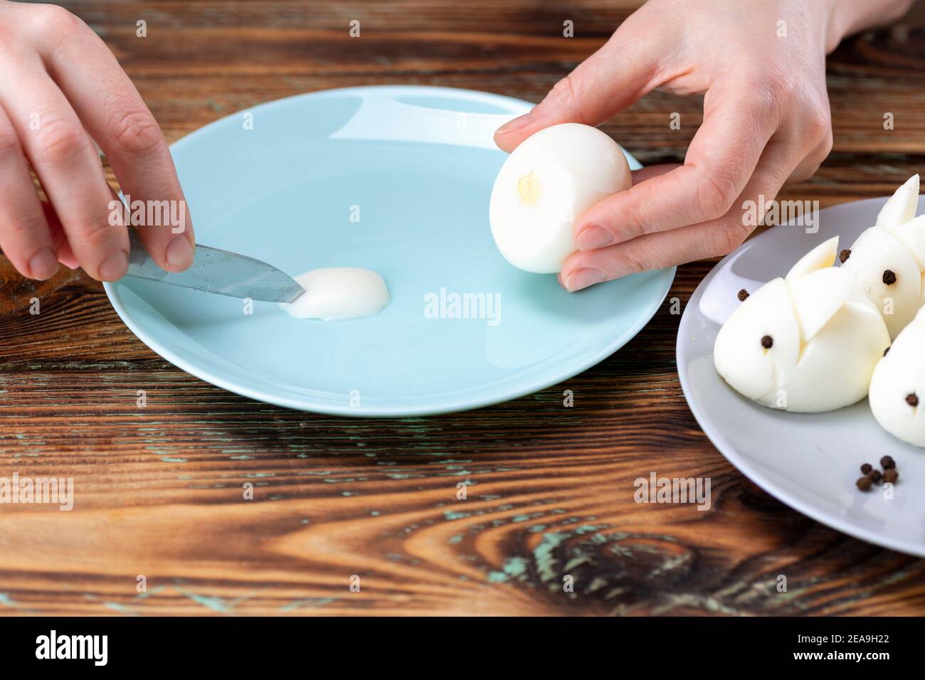 DIY instruction. Step by step guide. Making a funny rabbit from boiled ...