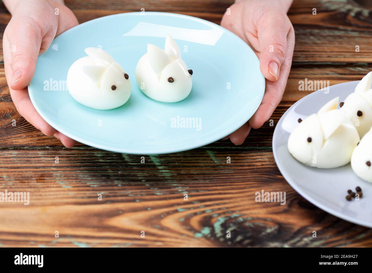 DIY instruction. Step by step guide. Making a funny rabbit from boiled ...