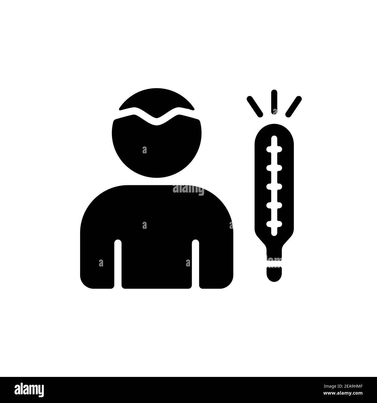 Fever High temperature vector glyph icon. Covid sign. Graph symbol for ...
