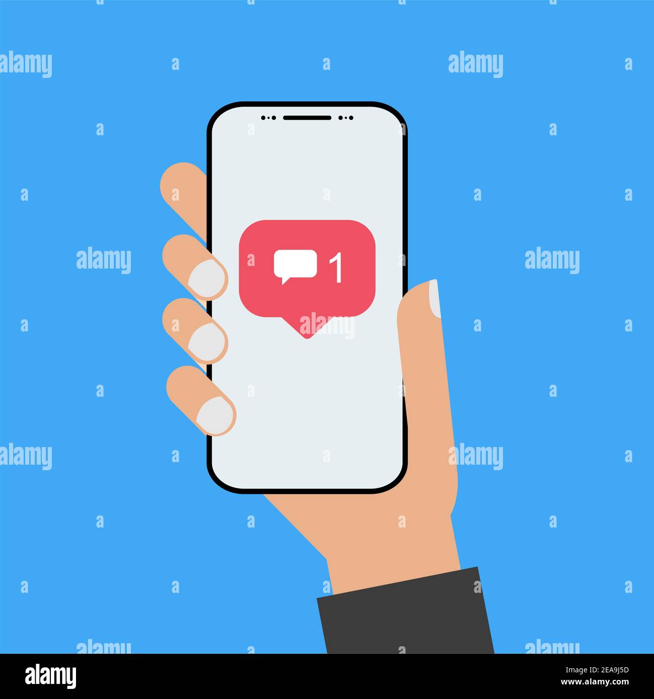 Modern design style hand holding the smartphone with new one person ...