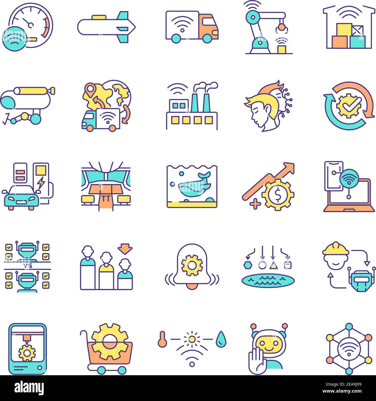 Industrial IoT RGB color icons set Stock Vector Image & Art - Alamy