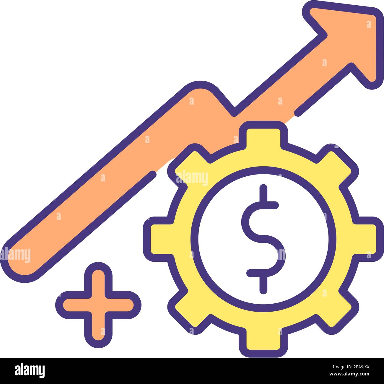 Revenue potential for autonomous manufacturing RGB color icon Stock ...