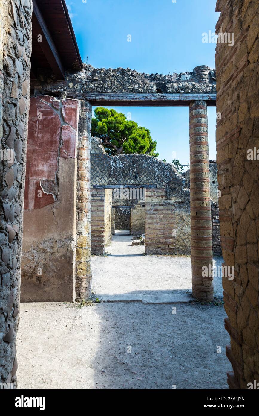 View of the roman ruins of the ancient archaeological site of ...