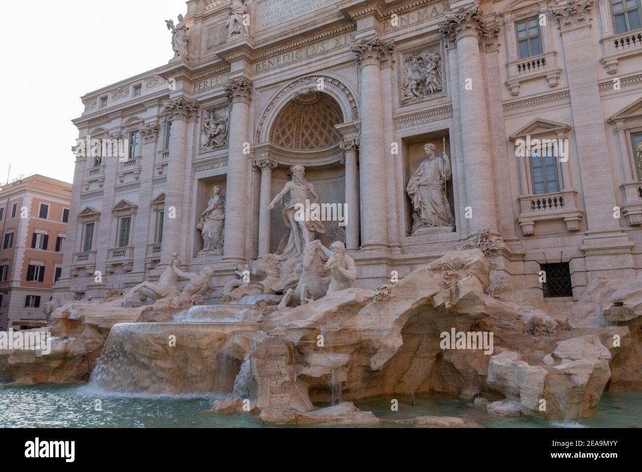 Panoramic view of Trevi Fountain in the Trevi district in Rome, Italy ...