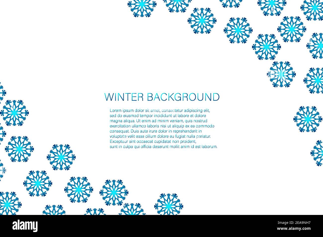 Christmas card with blue snowflakes on white background. Isolated ...