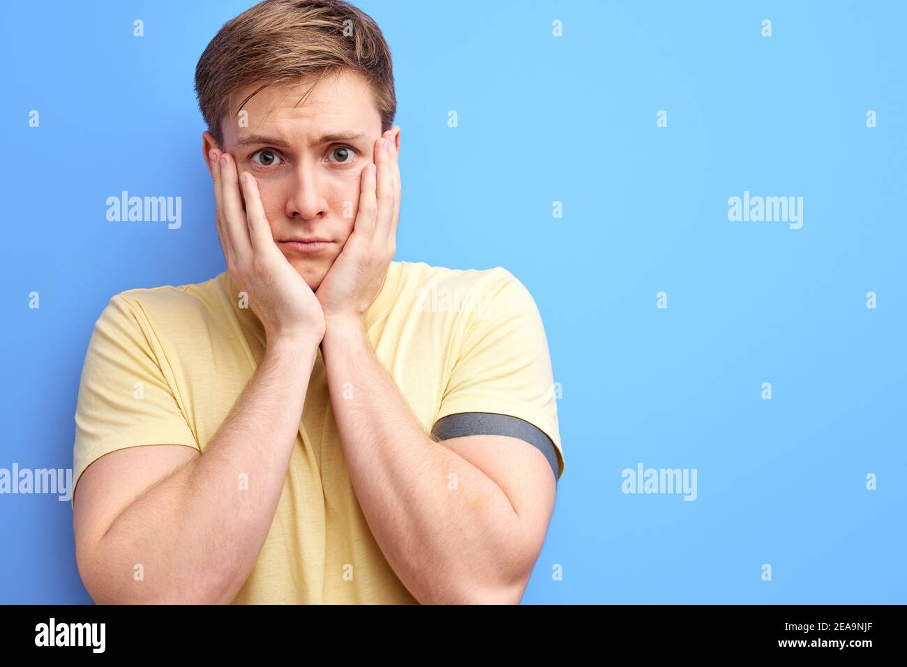 Man holding head in distress hi-res stock photography and images - Alamy