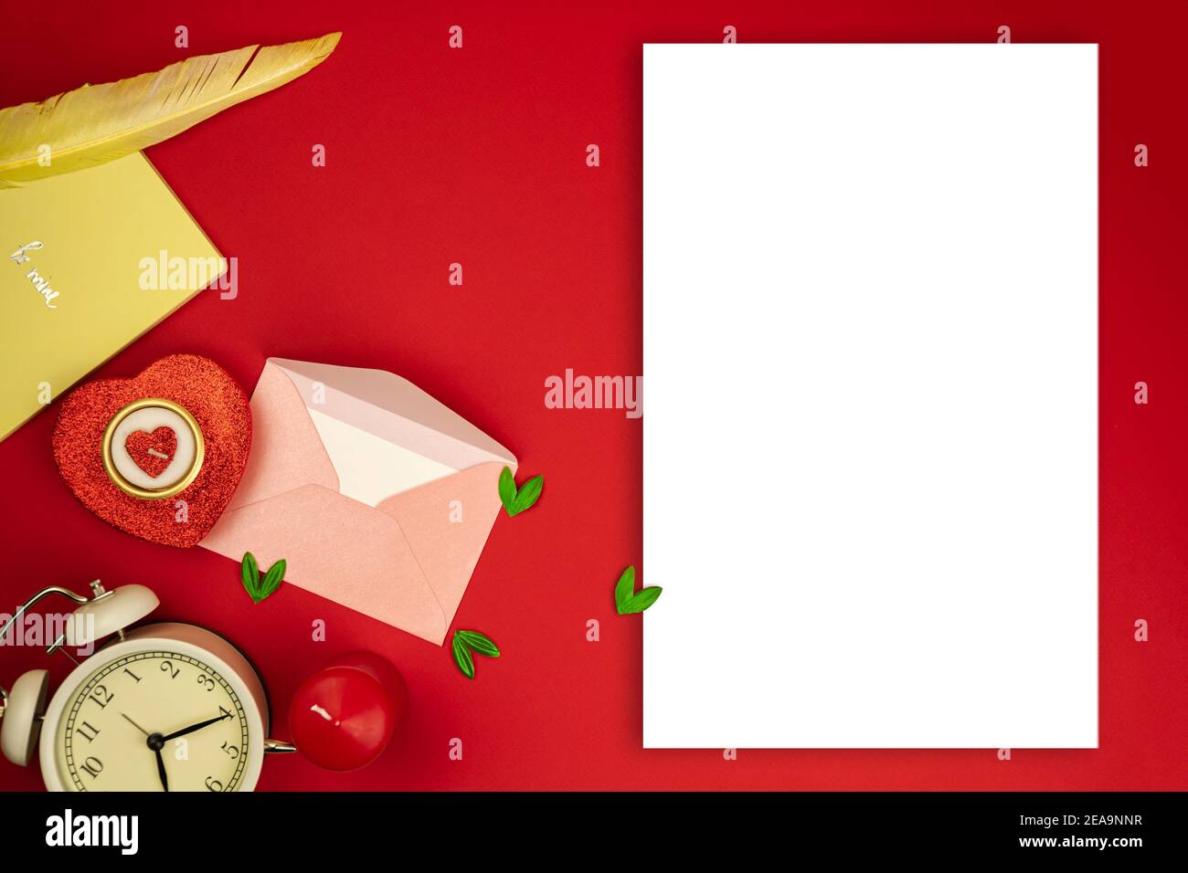 Romantic Valentine's Day set, greeting card mockup A5, concept of red ...