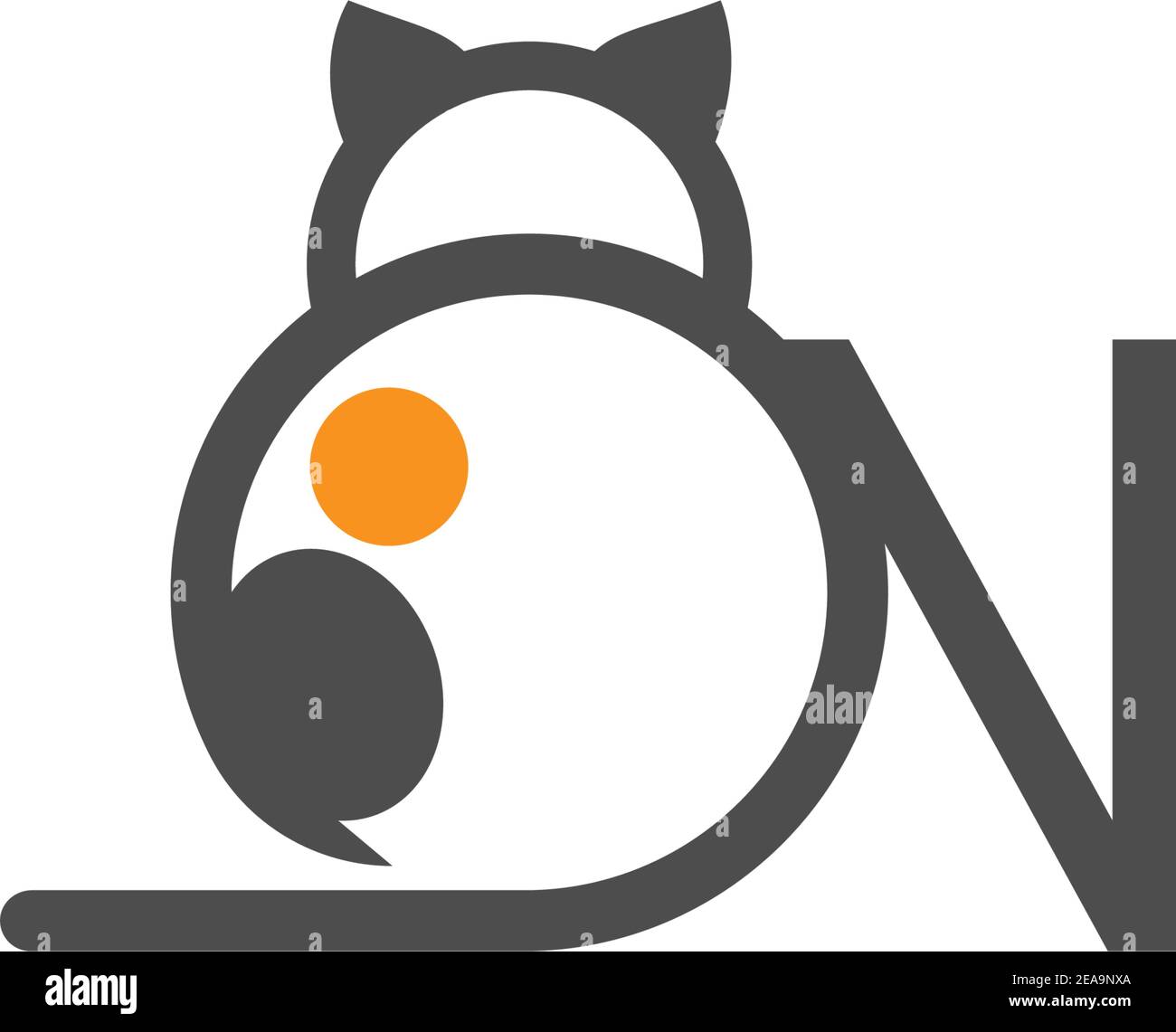 Cat icon logo with letter N template design vector illustration Stock ...