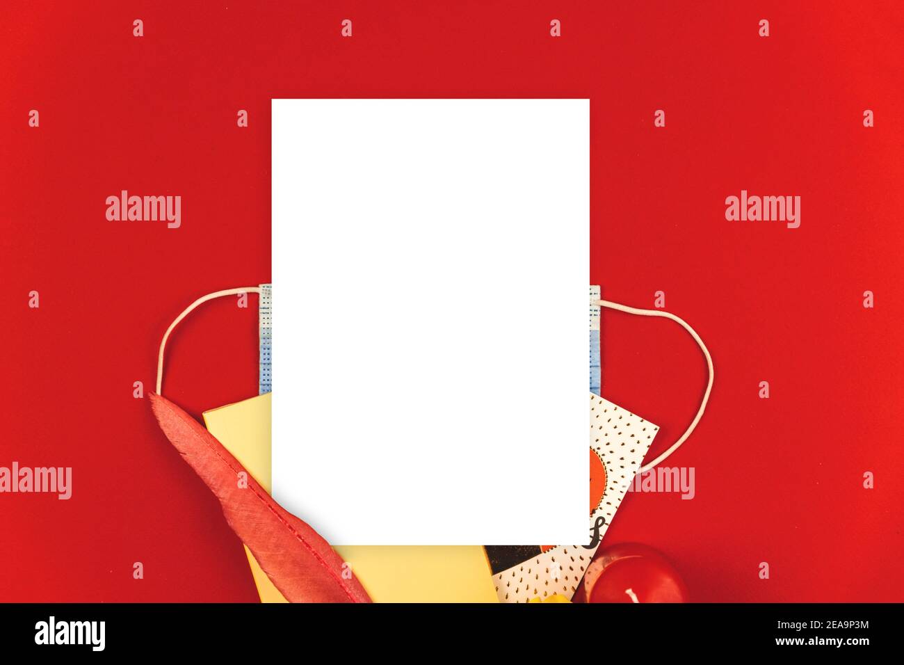 Happy Valentine's Day COVID-19 square mockup composition, template with ...