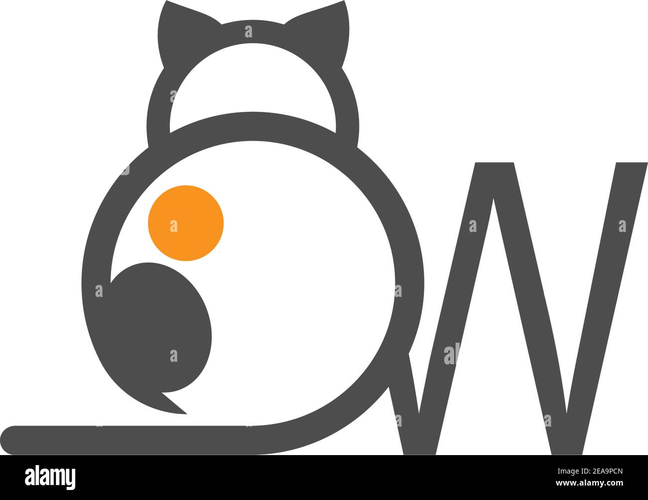 Cat icon logo with letter W template design vector illustration Stock ...