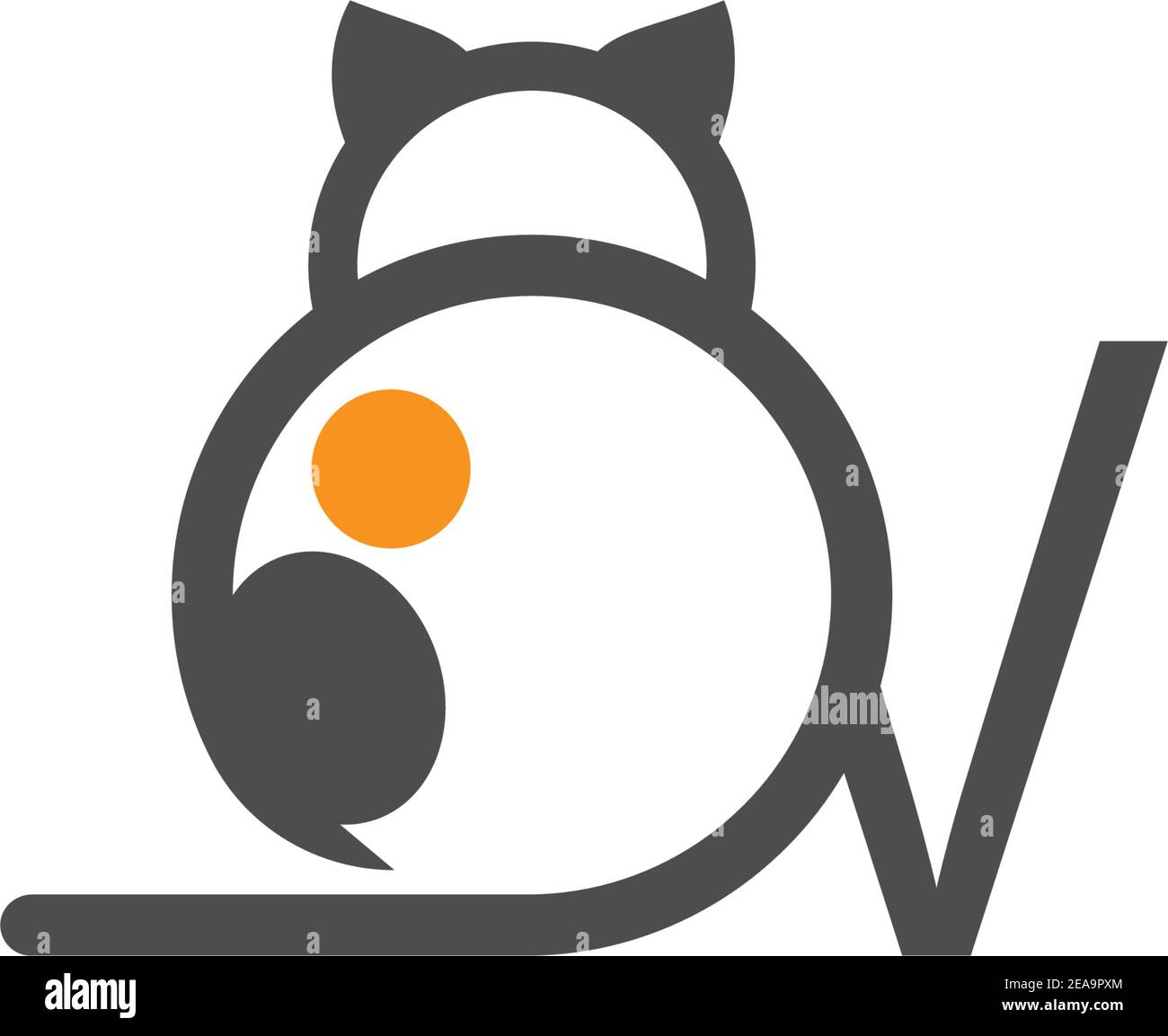 Cat icon logo with letter V template design vector illustration Stock ...