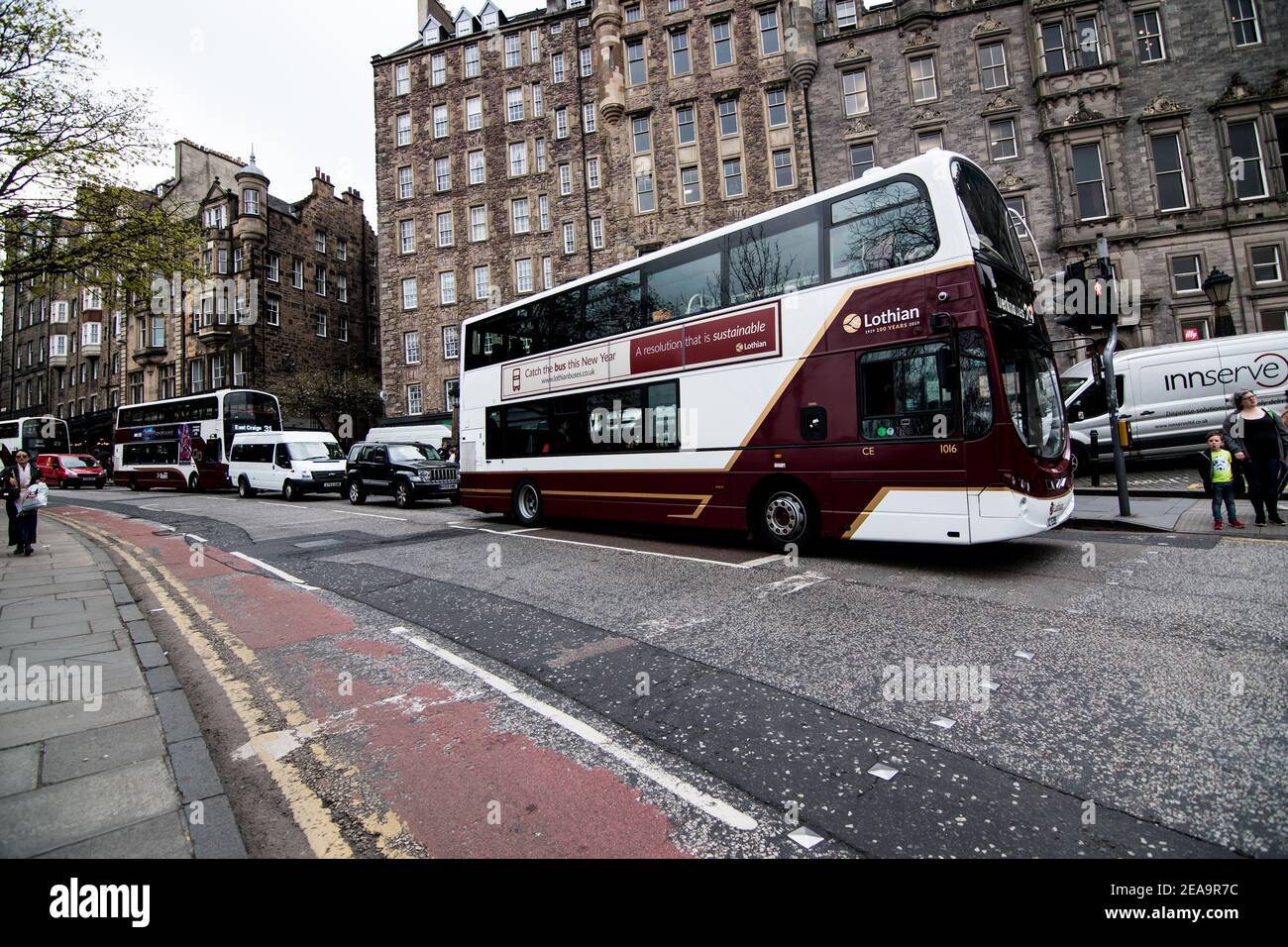 double-decker bus in Edinburgh, Scotland Stock Photo - Alamy