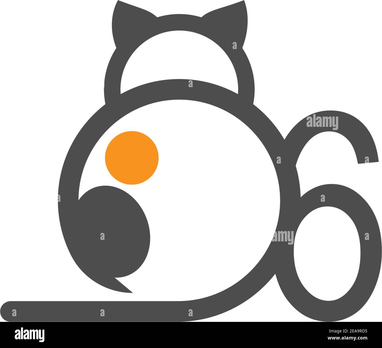 Cat icon logo with number 6 template design vector illustration Stock ...