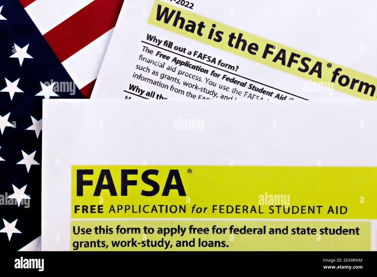 topview photo of FAFSA - free application for federal student aid, on a ...
