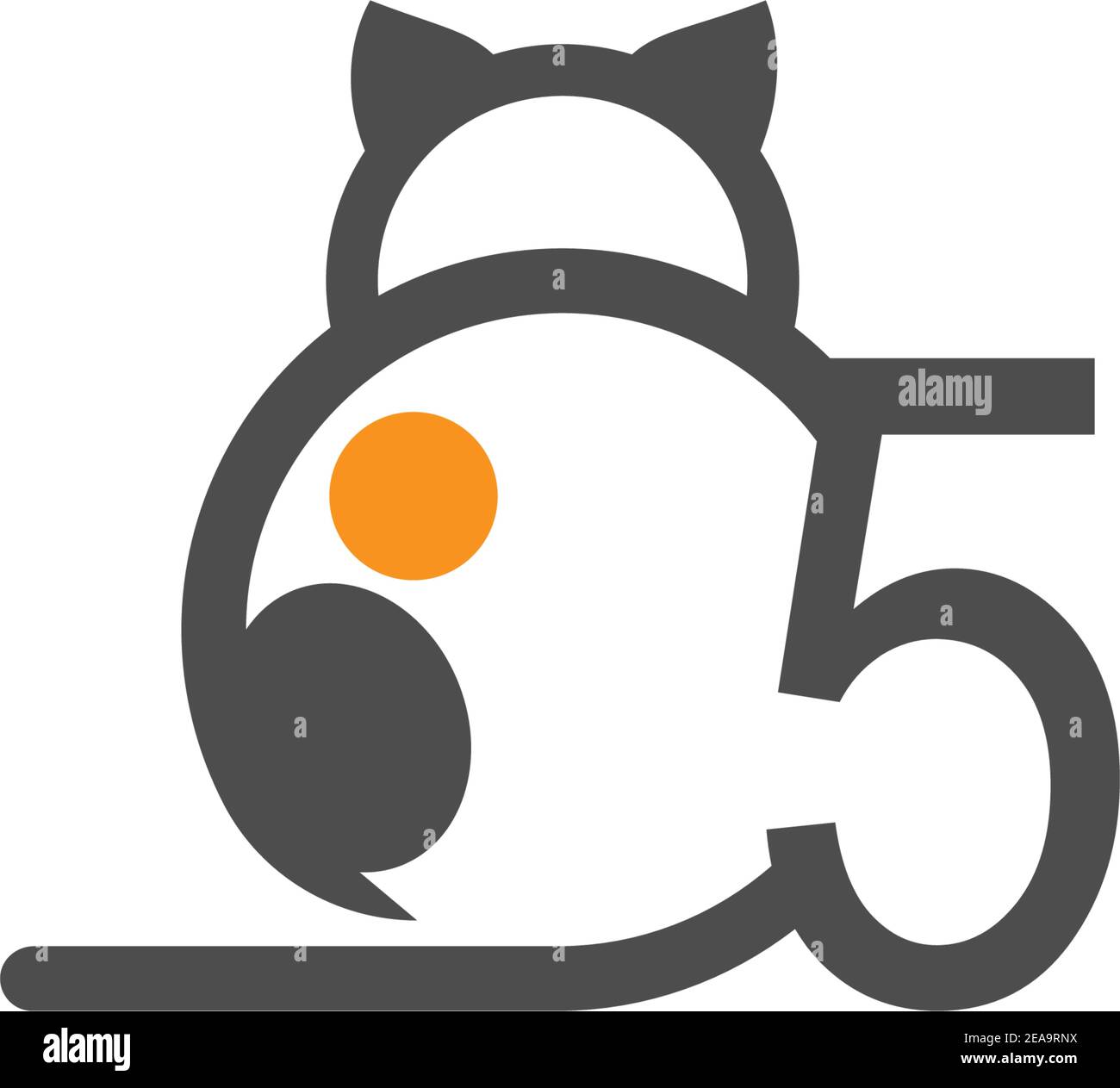 Cat icon logo with number 5 template design vector illustration Stock ...