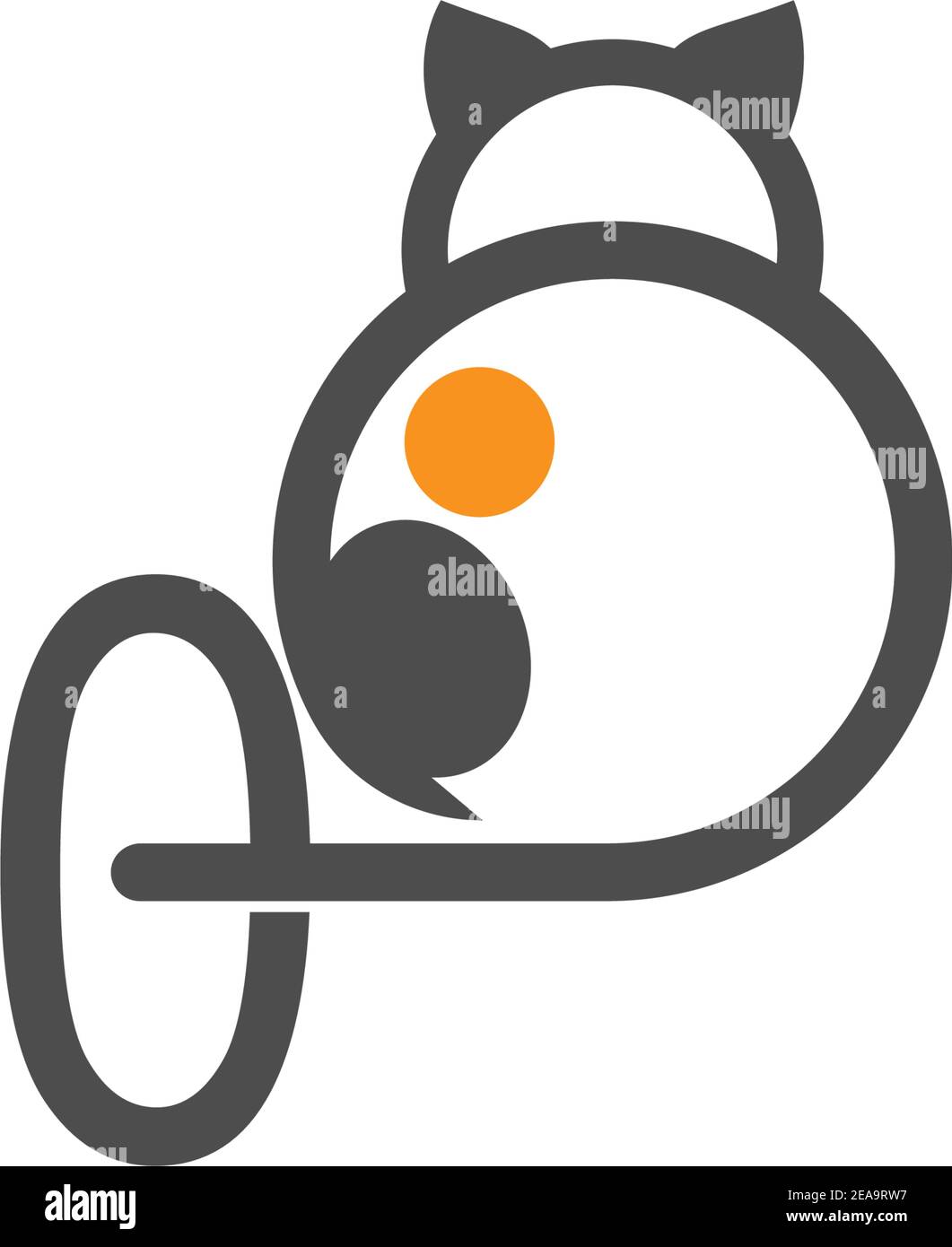 Cat icon logo with number zero template design vector illustration ...