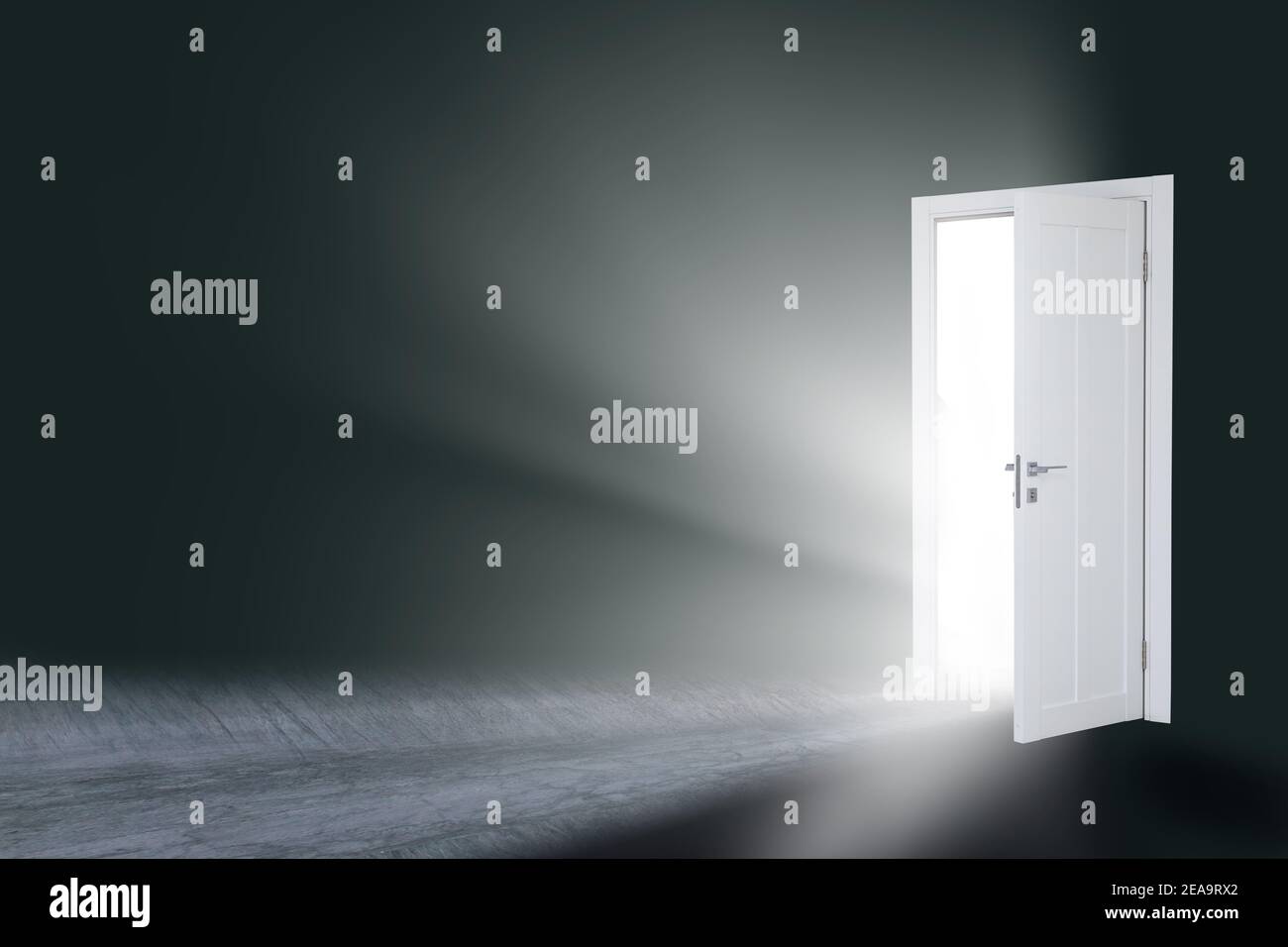 bright light through an open door in empty room Stock Photo - Alamy