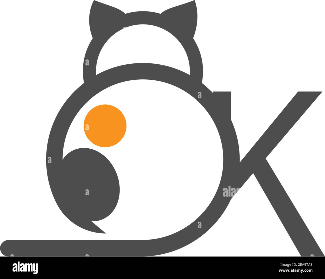 Cat icon logo with letter K template design vector illustration Stock ...