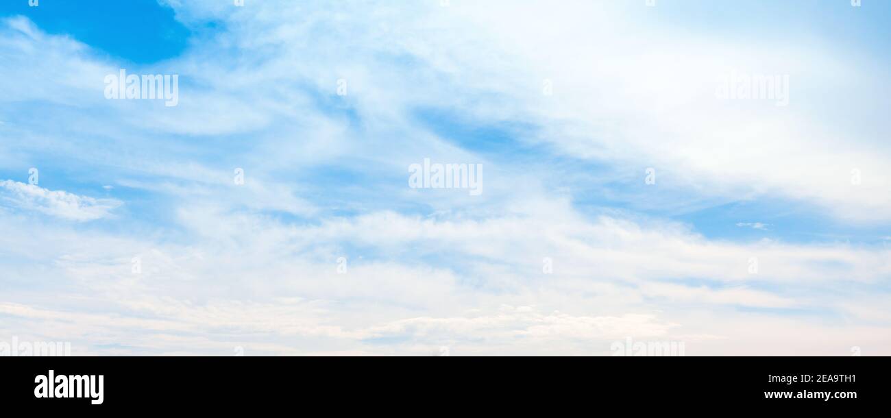 Panoramic blue sky with clouds at daytime, natural background photo ...