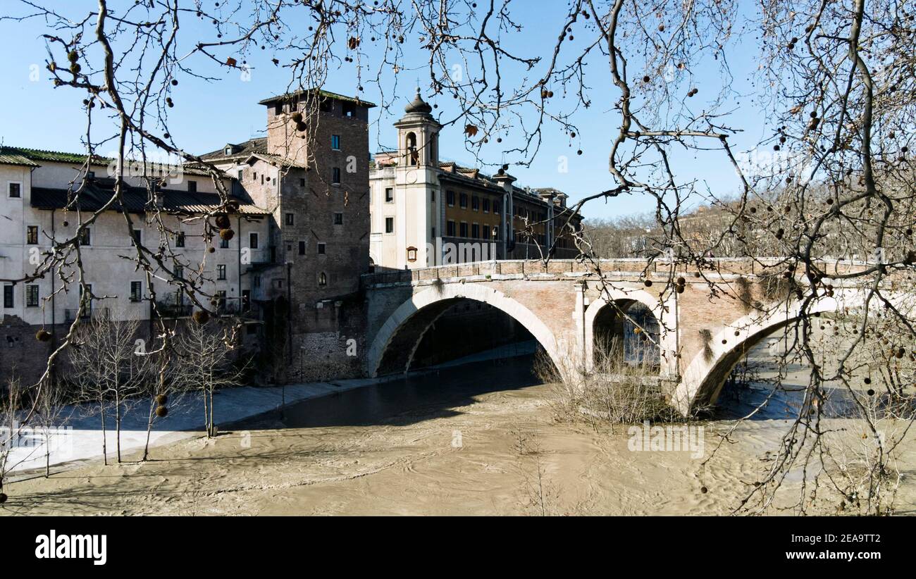 Romantic view of ancient Roman Fabricio bridge well preserved and ...