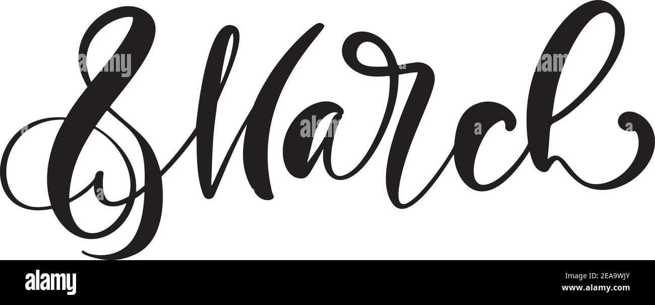March 8. Congratulations calligraphy text logo. Lettering for Womans ...