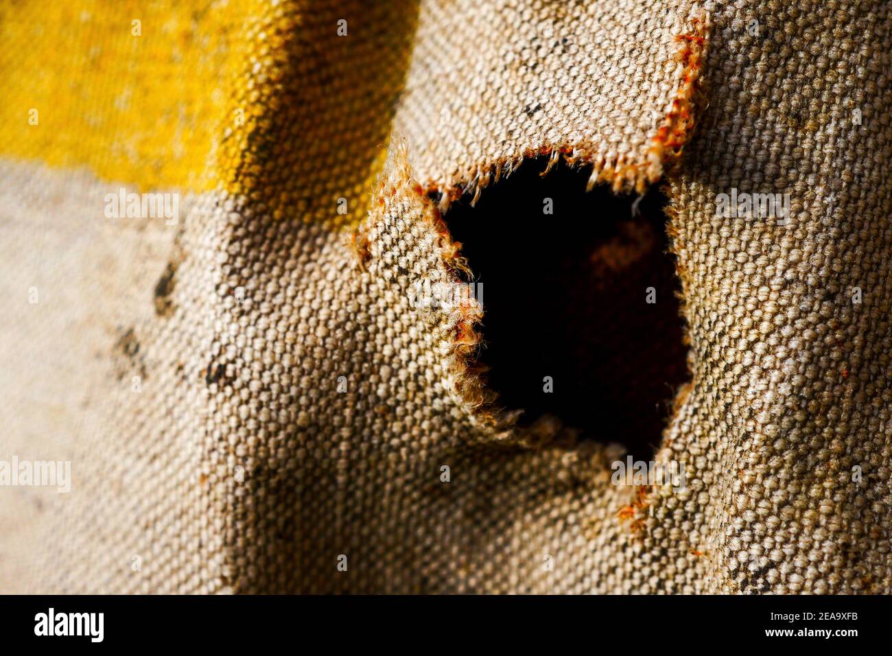 Old torn tarpaulin - close-up view, France Stock Photo - Alamy