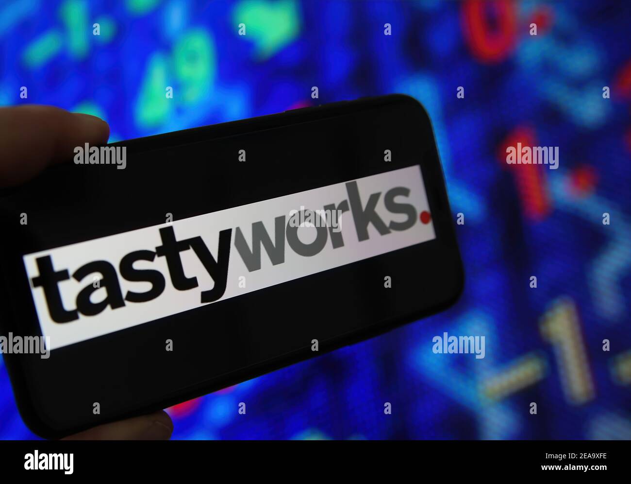 Viersen, Germany - February 6. 2021: Closeup of mobile phone screen ...