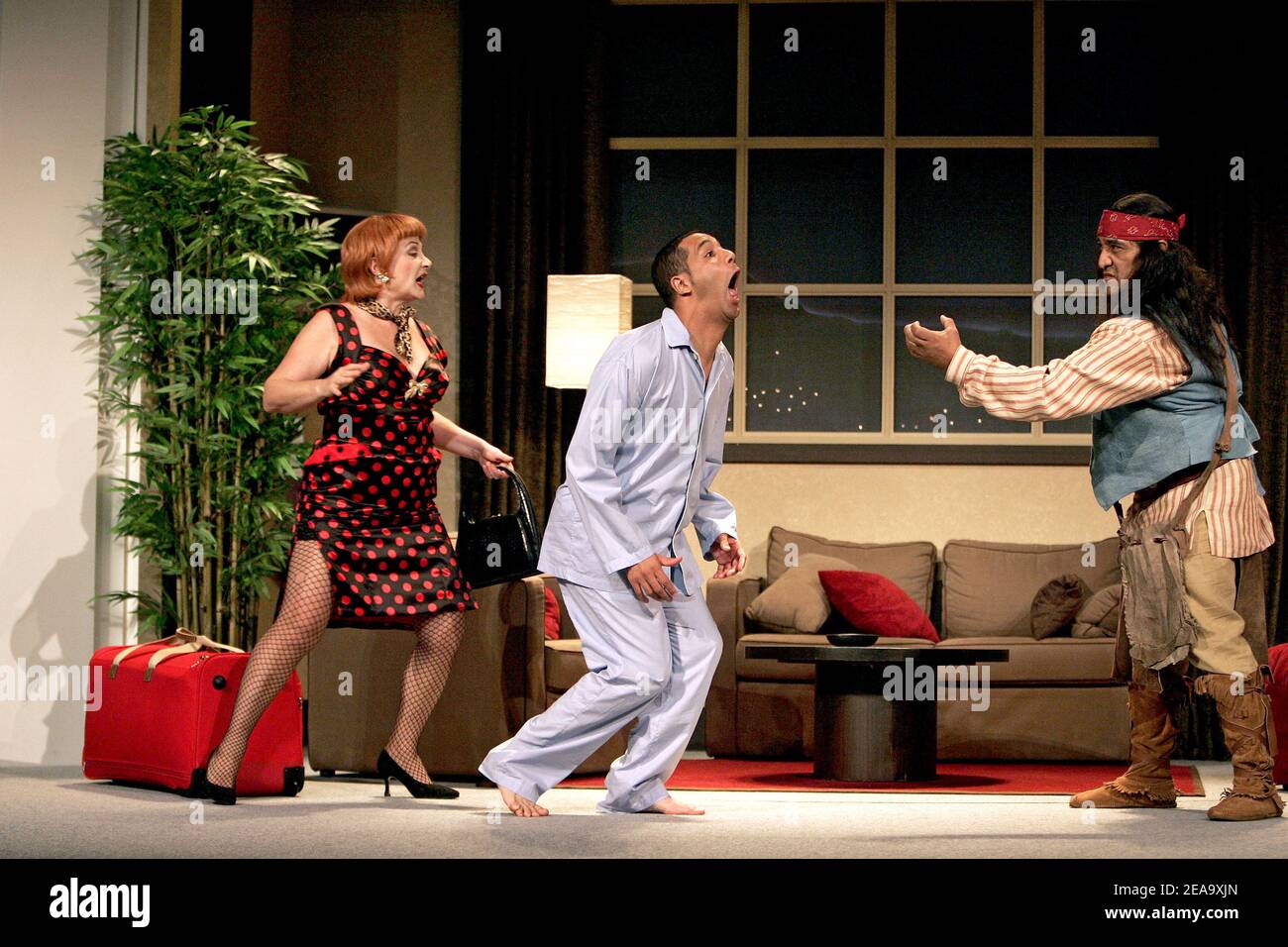 French actors Josiane Balasko, Cartouche and Georges Aguilar on stage ...