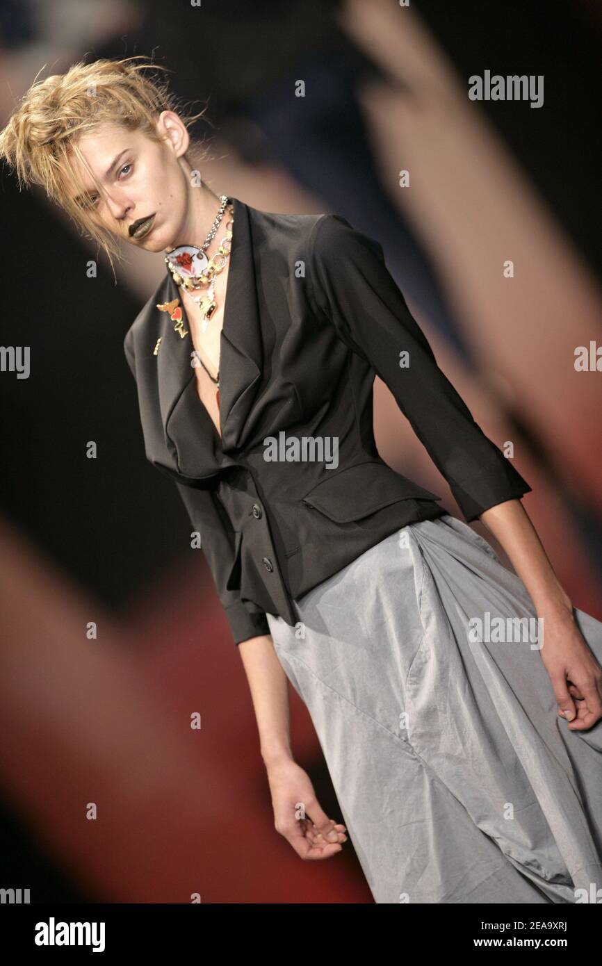 A model displays a creation by British designer Vivienne Westwood ...