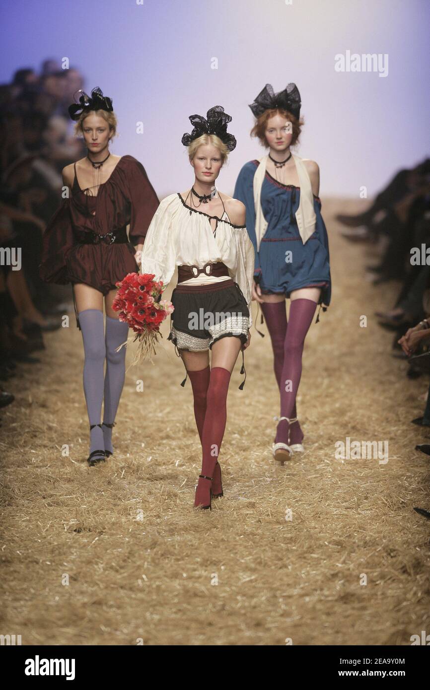 Models display a creation by French fashion designer Jean-Paul Gaultier ...