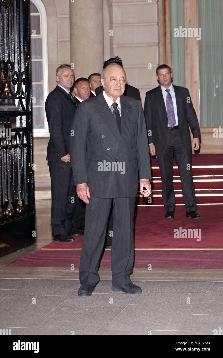 US actress Sharon Stone and Mohammed Al Fayed leave the Ritz hotel to ...