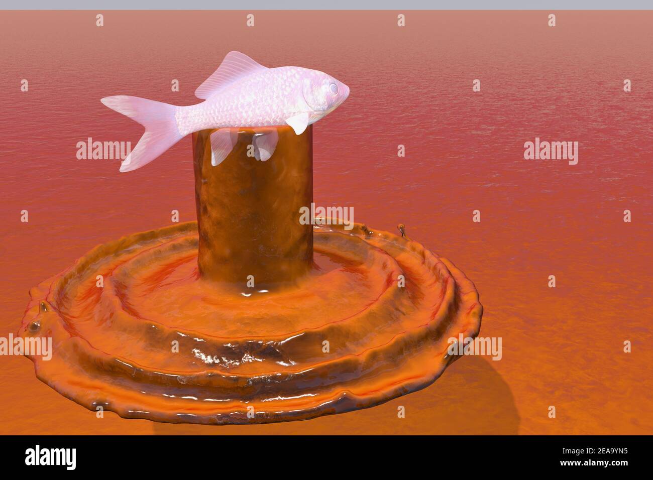 3D rendering of fish on a melting platform on water waves - great for ...