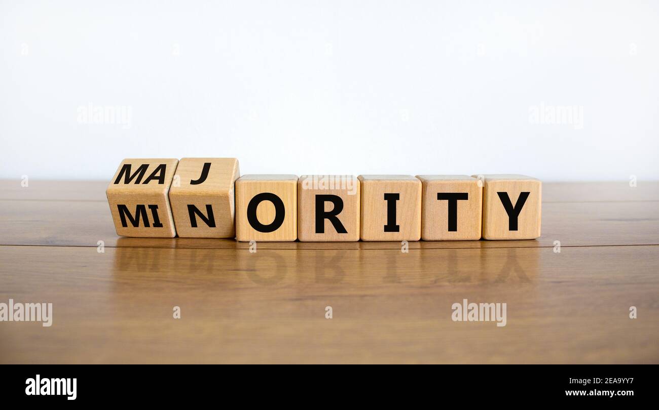 Minority or majority symbol. Turned wooden cubes and changed the word ...