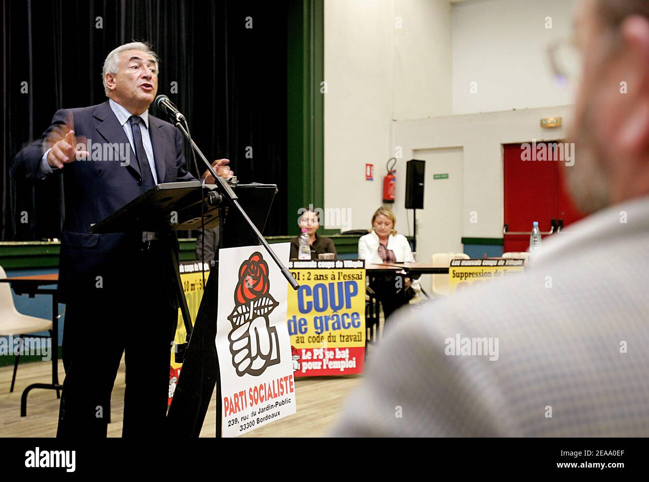 French Socialist Dominique Strauss-Kahn holds a meeting in Bordeaux ...