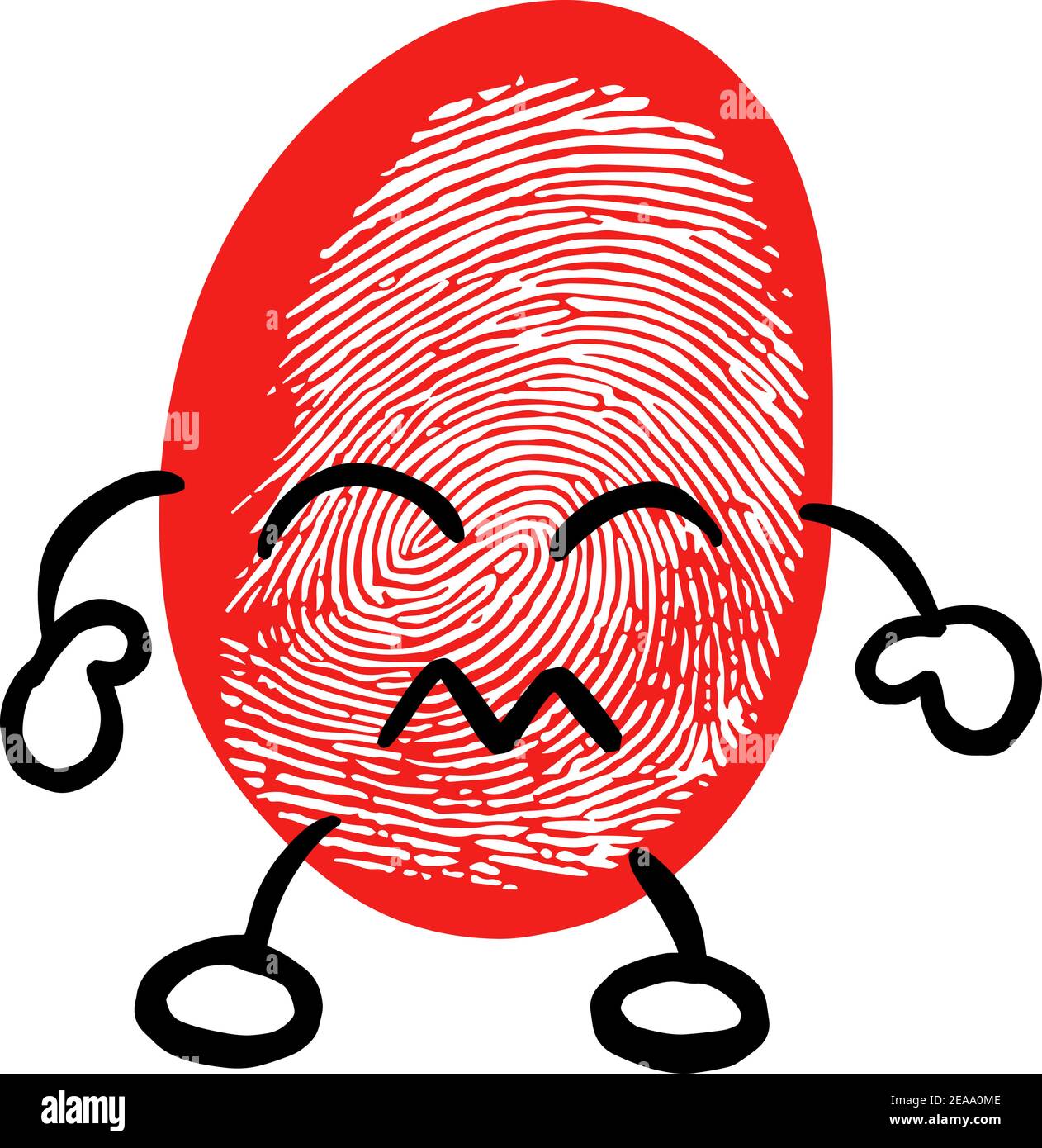 Funny Fingerprint Print Bean Cartoon Character Emoticon Stock Vector ...