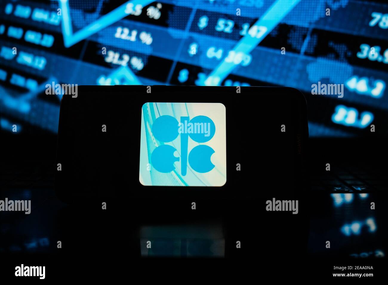 In this photo illustration an OPEC logo seen displayed on a smartphone ...
