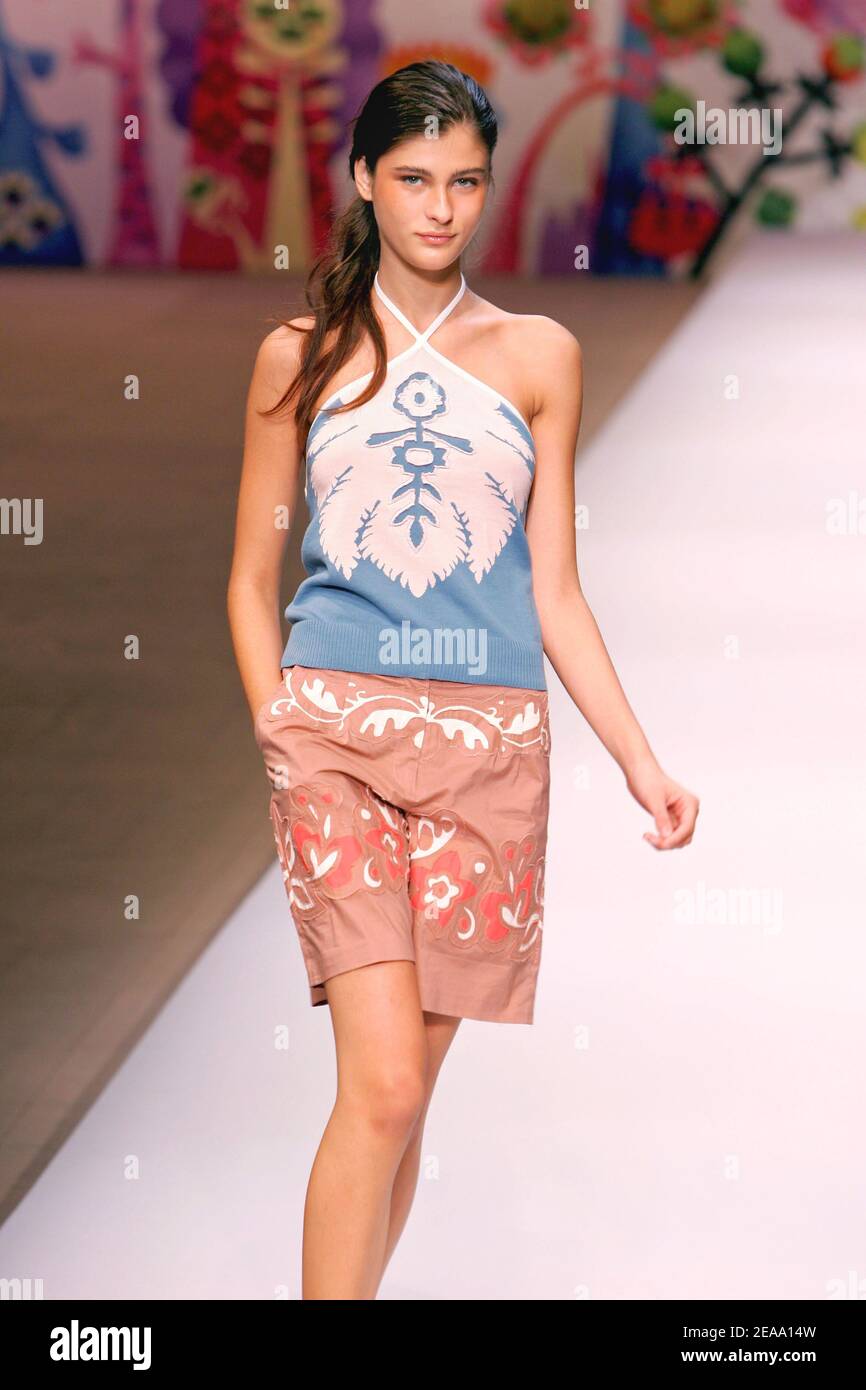 A model displays a creation for the Cacharel Ready-to-Wear Spring ...