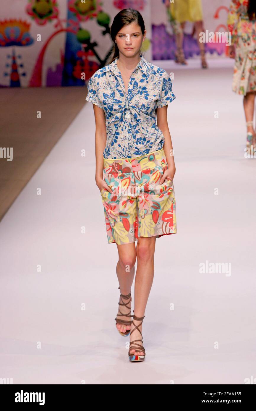 A model displays a creation for the Cacharel Ready-to-Wear Spring ...