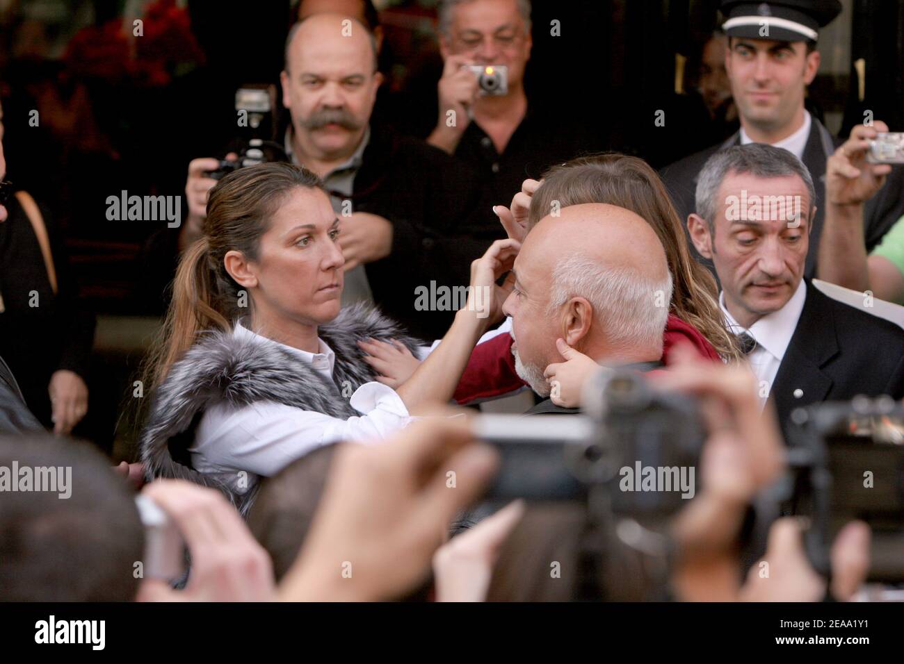 Canadian singer Celine Dion, her husband Rene Angelil and their son ...