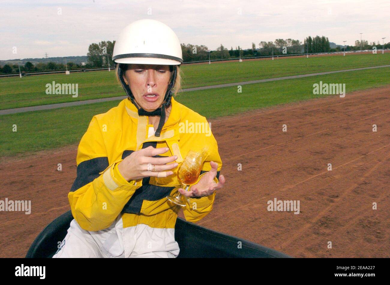 French TV reality star Loanna attends the trotting horse race during ...