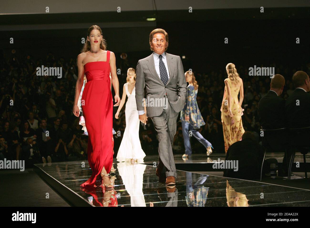 A model on the catwalk with Italian designer Valentino during his Ready ...
