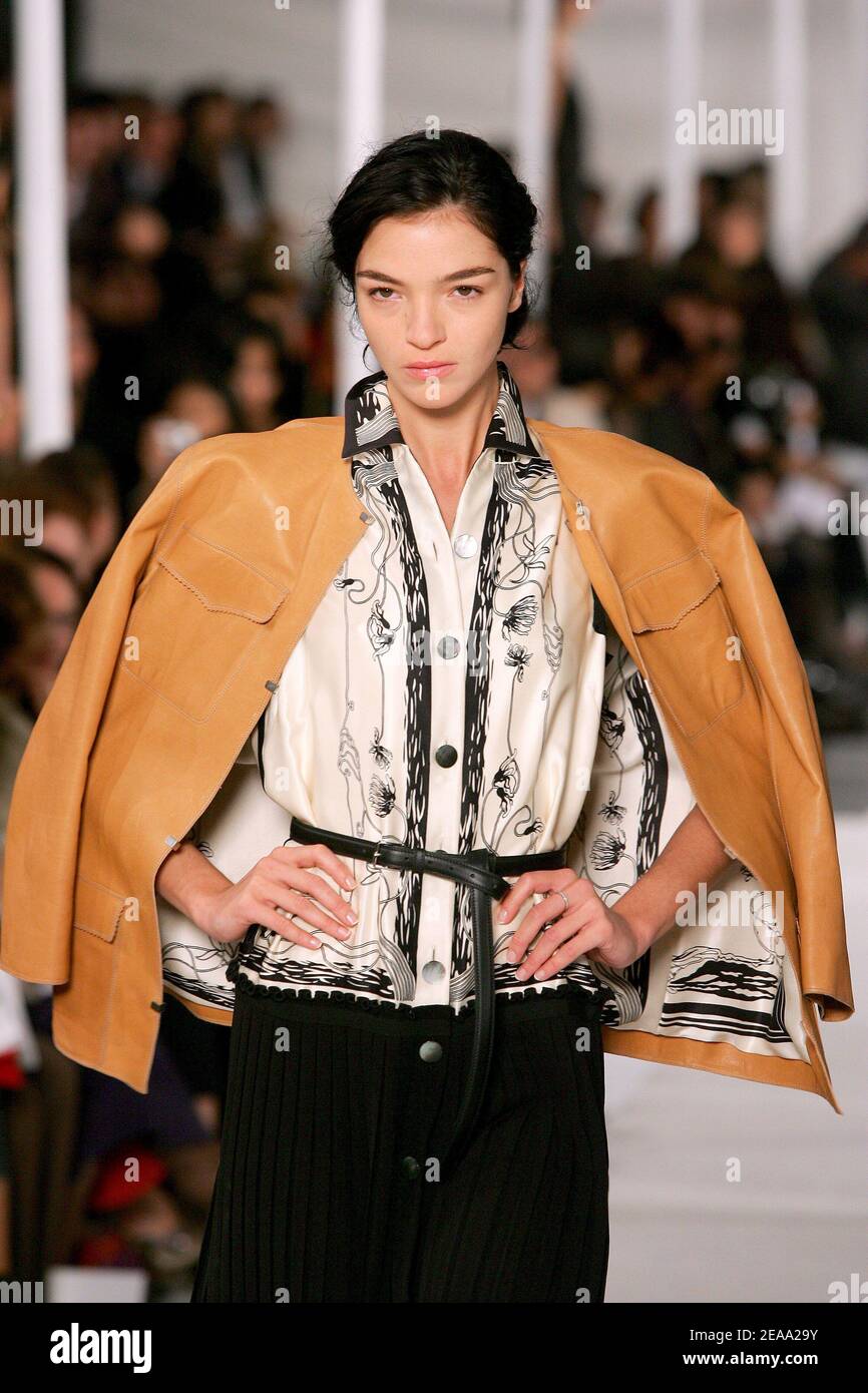 A model wears a creation by Hermes during its Ready-to-wear Spring ...