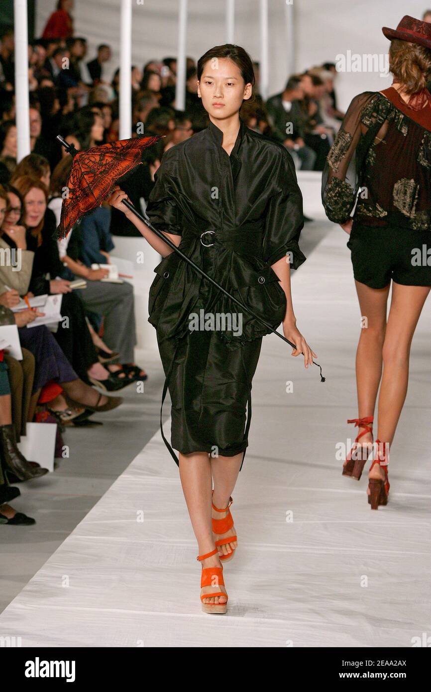 A model wears a creation by Hermes during its Ready-to-wear Spring ...
