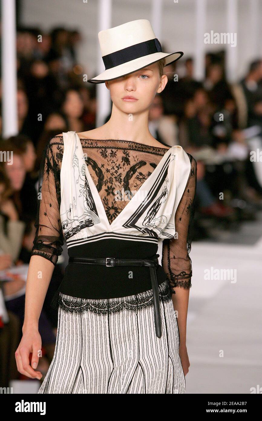 A model wears a creation by Hermes during its Ready-to-wear Spring ...