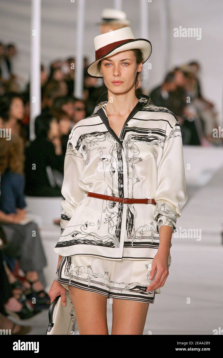 A model wears a creation by Hermes during its Ready-to-wear Spring ...