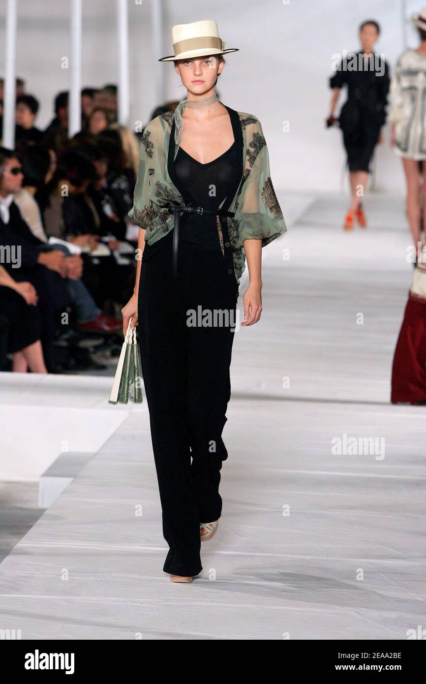 A model wears a creation by Hermes during its Ready-to-wear Spring ...